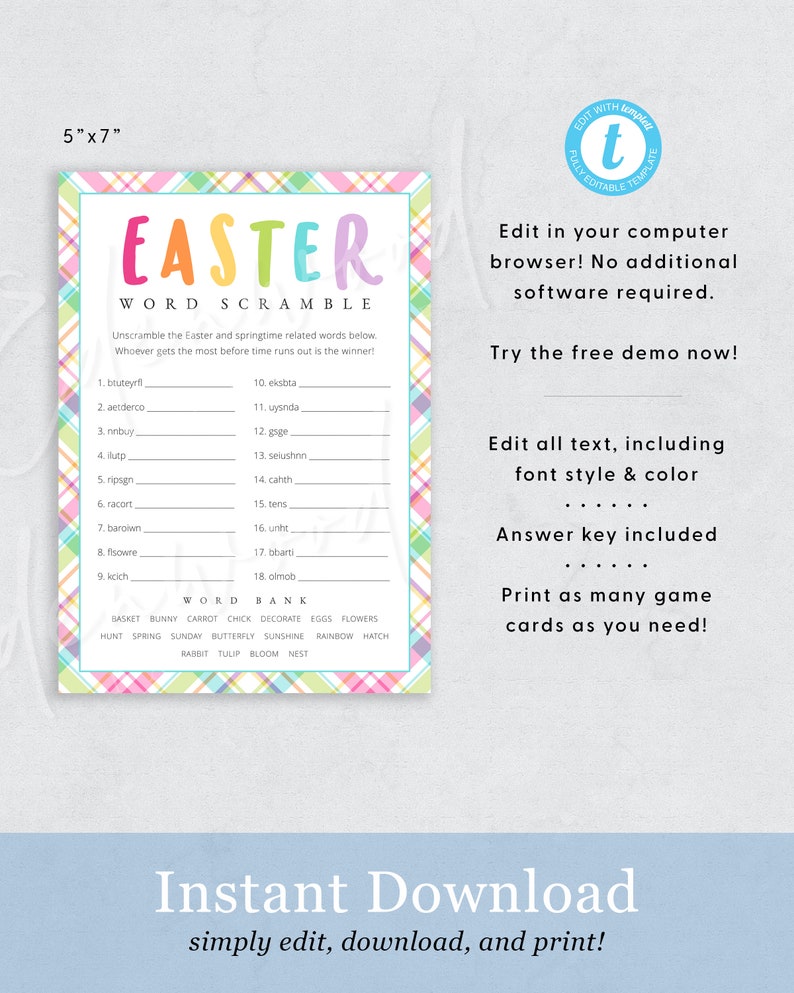 Easter Word Scramble Game, Printable Classroom Easter Games for Kids ...