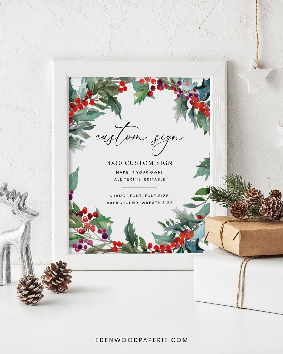 Printable Christmas Sign, 8x10 Custom Sign, Editable Custom Sign ...
