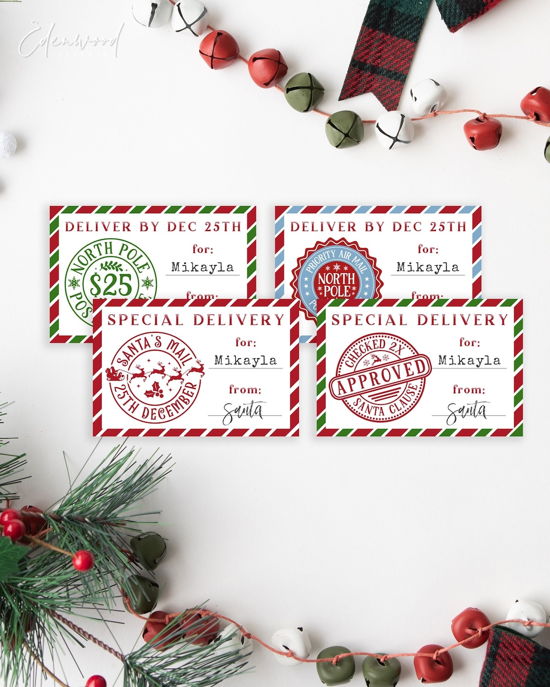 From Santa Gift Tag Labels, Holiday Gift Tag Sticker Bundle, Printable ...