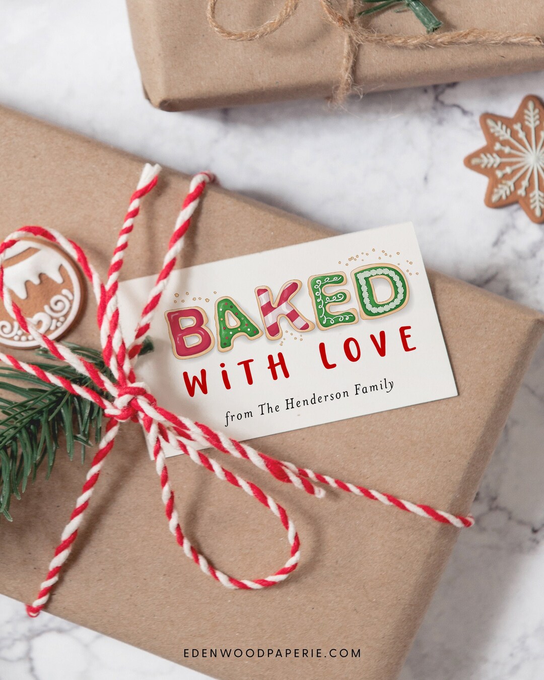 Christmas Cookie Gift Tag Printable, Baked With Love Holiday Cookie ...