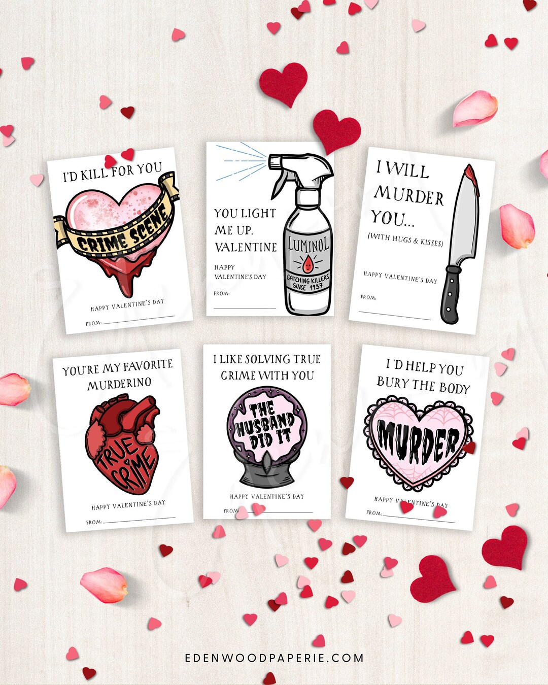 Printable True Crime Junkie Valentine's Day Cards, True Crime Valentine ...