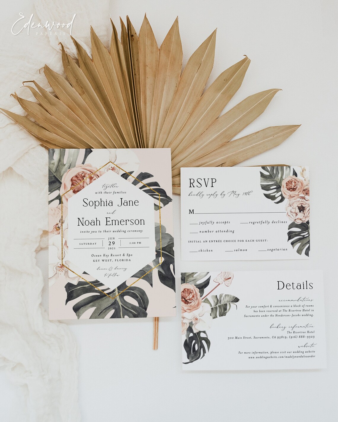 Boho Wedding Invitation Set Tropical Wedding Invitation Suite - Etsy