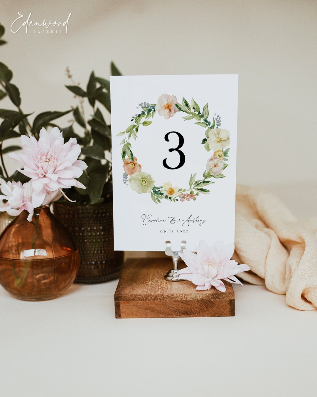 Boho Wedding Table Numbers, Greenery Wedding Table Number Cards (4x6 ...