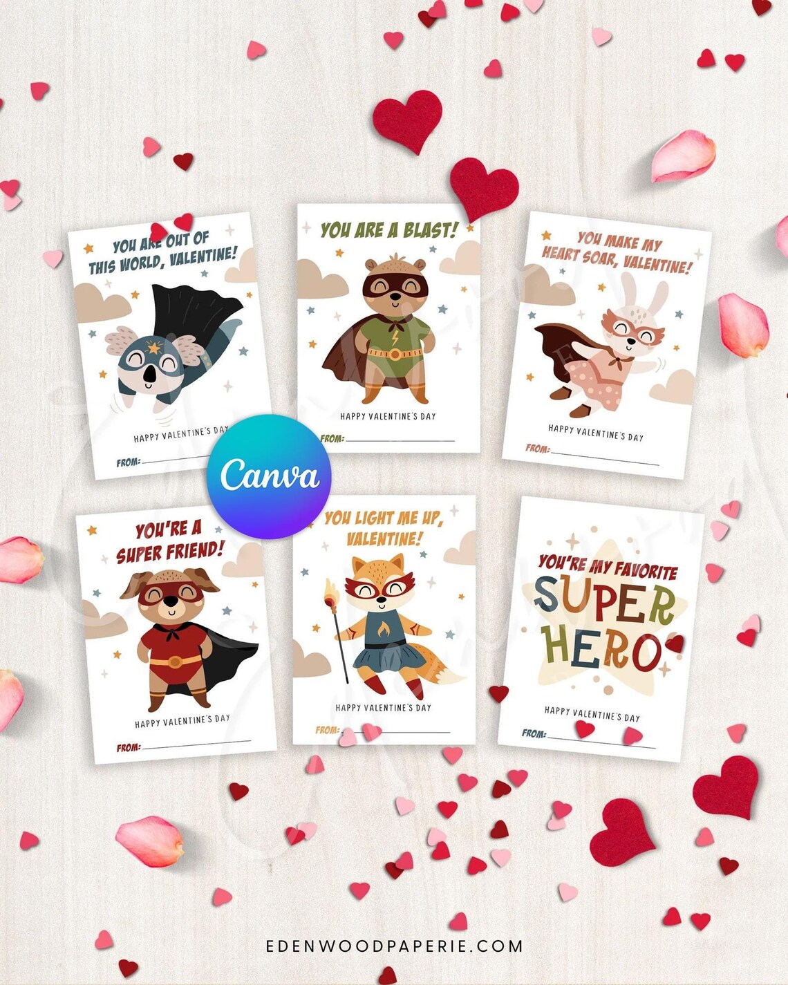 EDITABLE Animal Superhero Valentine's Day Cards, Classroom Valentine's ...