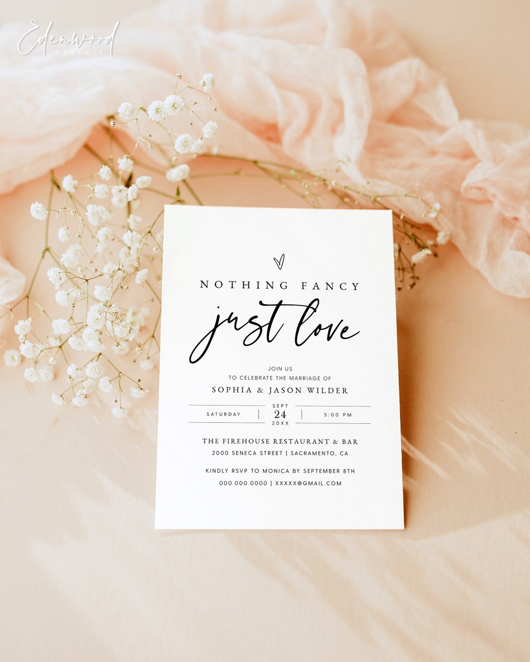 Nothing Fancy Just Love Invitation, Happily Ever After Elopement ...