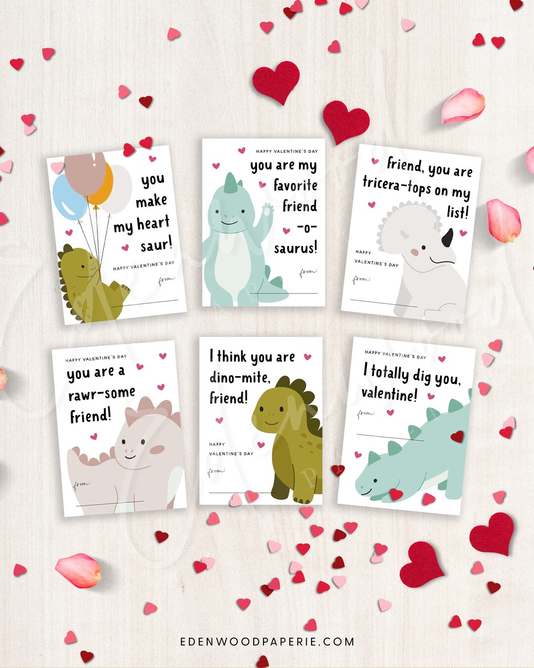 Printable Dinosaur Valentine's Day Cards, Classroom Valentine's Day ...