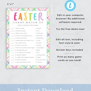 Easter Candy Match Game, Easter Games for Kids & Adults, Printable ...