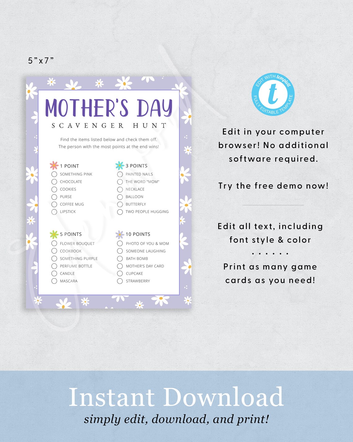 Mother's Day Scavenger Hunt Game, Printable Mother's Day Activities ...