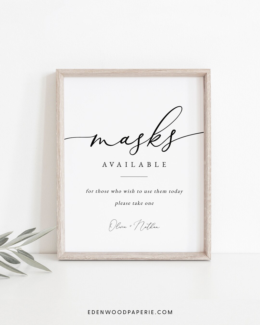 Printable Masks Sign, Masks Available Sign, Social Distancing Wedding ...