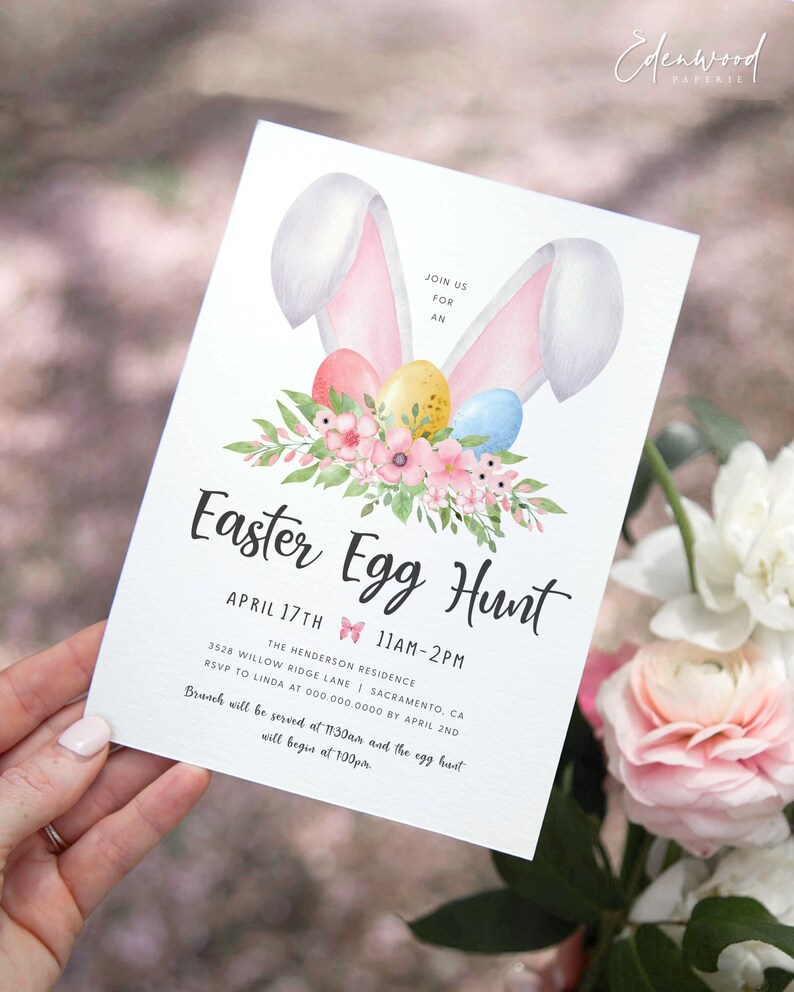Printable Easter Egg Hunt Invitation Editable Easter - Etsy