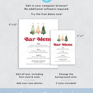 Christmas Bar Menu, Holiday Party Bar Sign, Christmas Drinks Sign ...