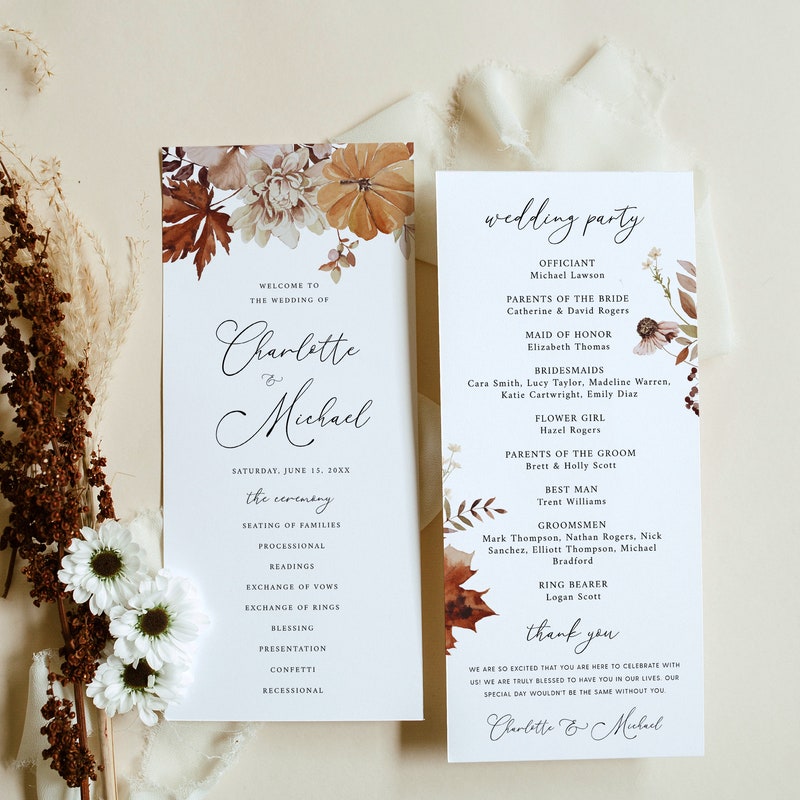 Fall Wedding Program - Etsy