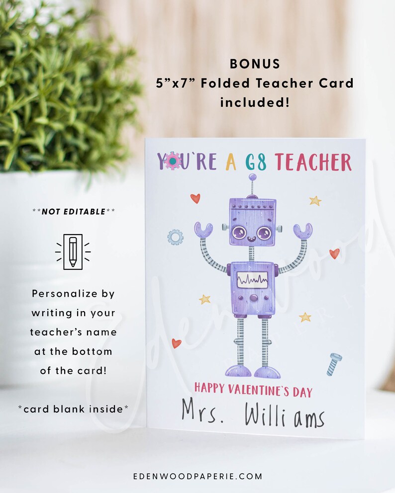 Printable Robot Valentine's Day Cards, Classroom Valentine's Day Cards ...