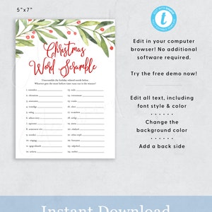Christmas Word Scramble Game, Printable Christmas Word Scramble Game ...