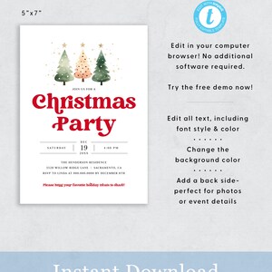 Christmas Party Invitation, Printable Retro Holiday Party Invitation ...