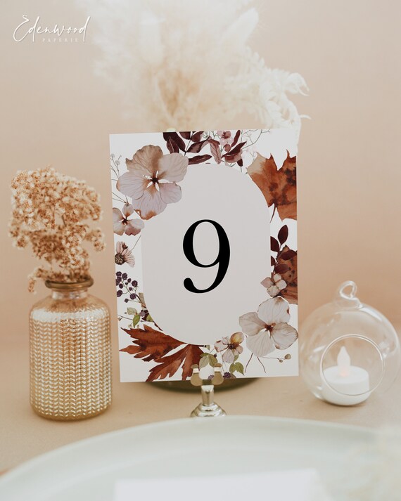 Rustic Fall Wedding Table Numbers Printable Wedding Table - Etsy