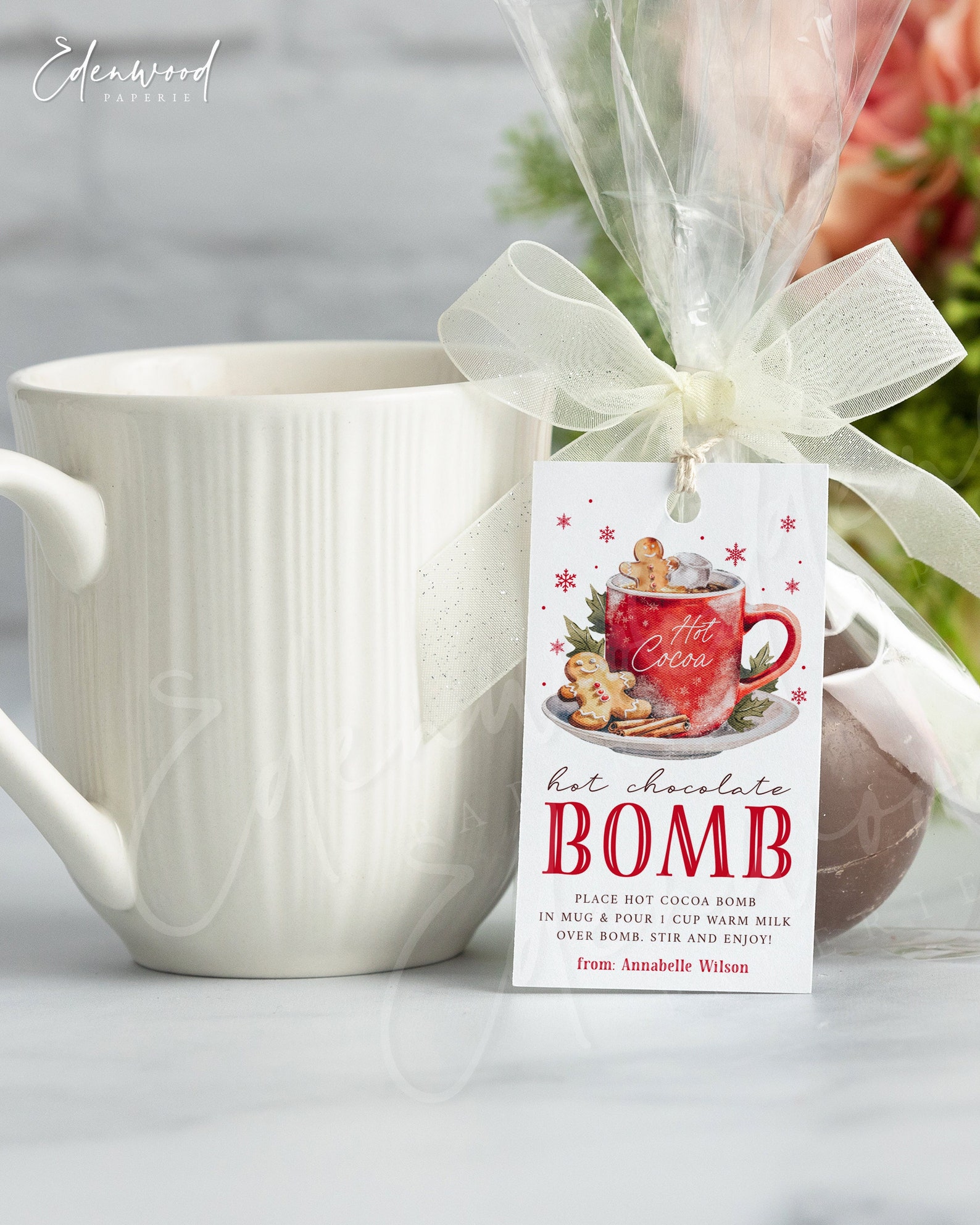 Printable Hot Chocolate Bomb Tag, Hot Cocoa Bomb Gift Tag Template ...