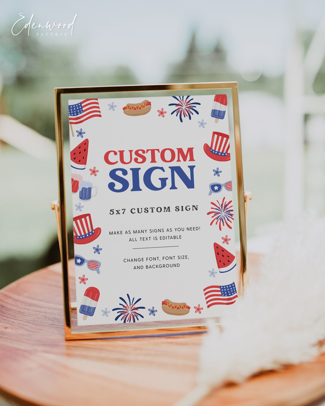 Editable Patriotic Sign Template Bundle, July 4th Independence Day ...