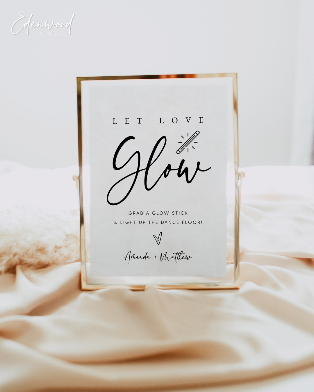 Let Love Glow Wedding Sign, Wedding Glow Sticks Table Sign, Glow Stick ...