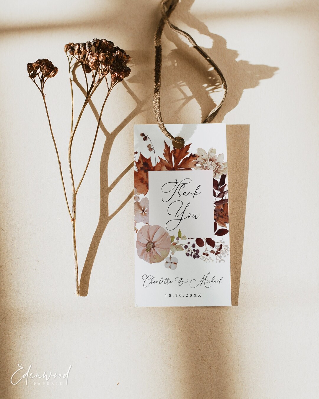 Fall Wedding Favor Tag Template, Autumn Wedding Favor Tag, Printable ...