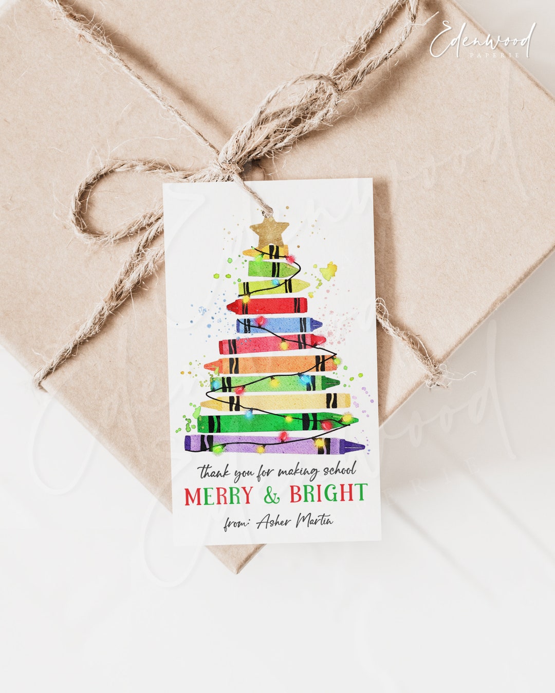 Thank You for Making School Merry & Bright Tag, Christmas Teacher ...