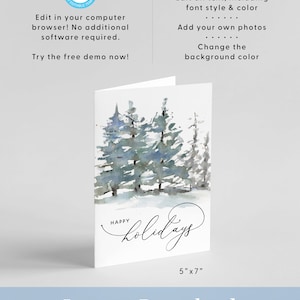 Editable Christmas Card Template, 5x7" Happy Holidays Greeting Card ...