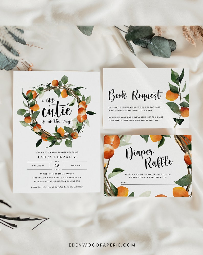Clementine Cutie Baby Shower Invitation Template Printable | Etsy