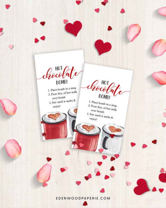 Valentine's Day Hot Chocolate Bomb Tag Printable Hot | Etsy