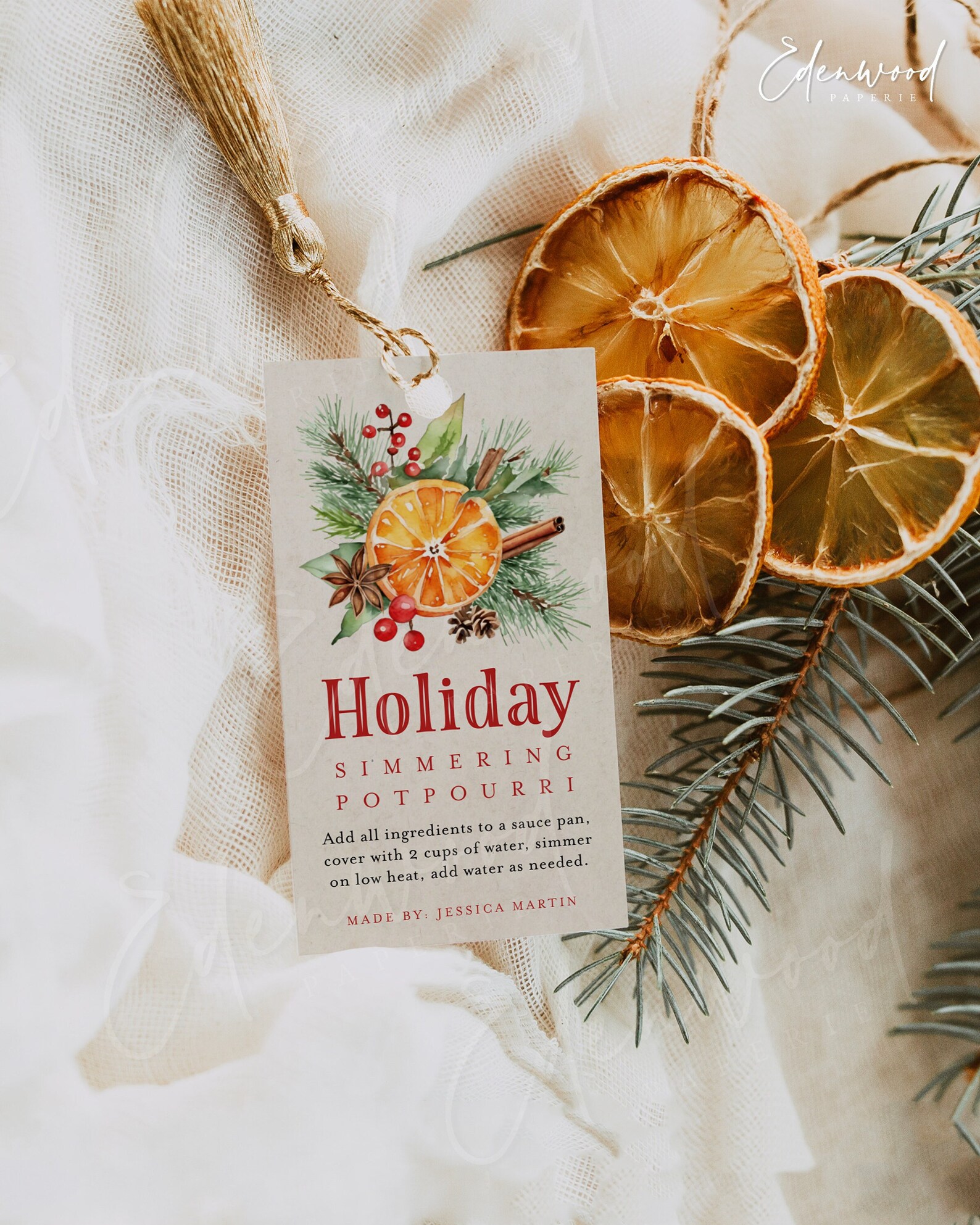 Holiday Simmering Potpourri Tag, Stovetop Potpourri Gift Tag Template ...