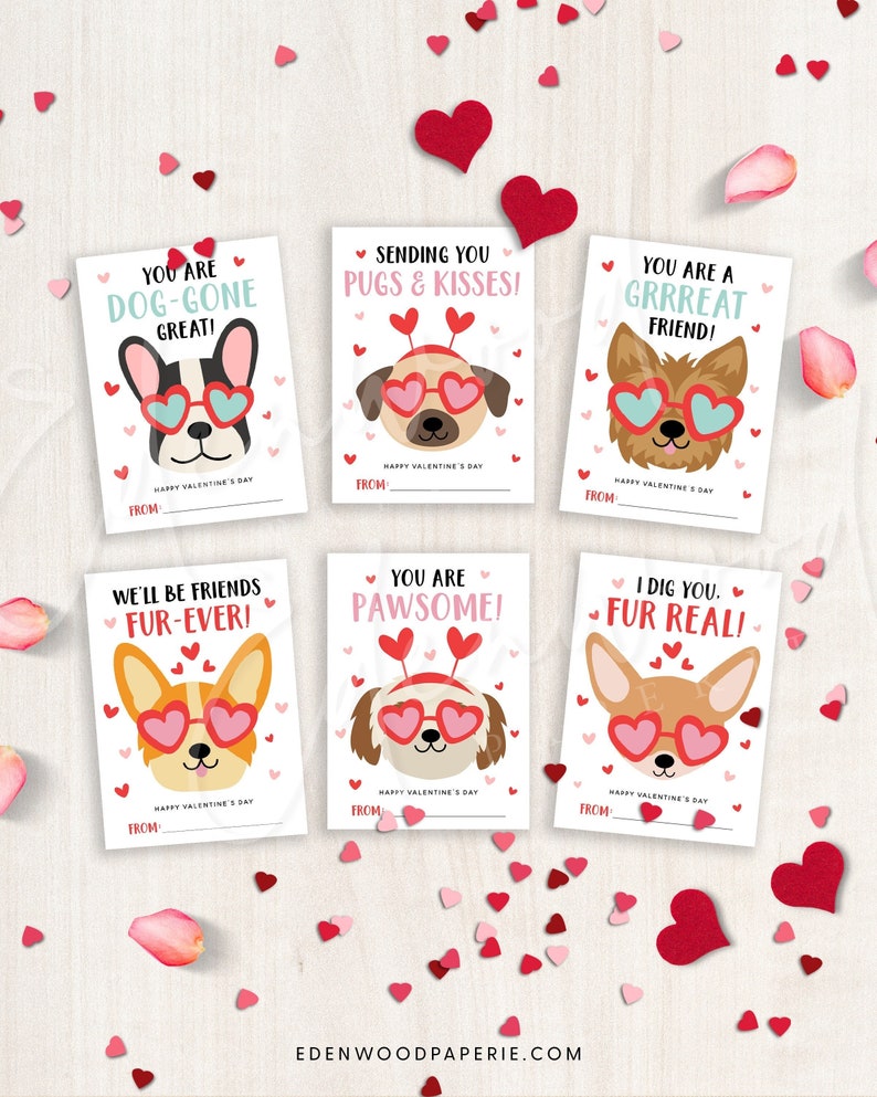 Printable Dog Valentine's Day Cards Classroom - Etsy