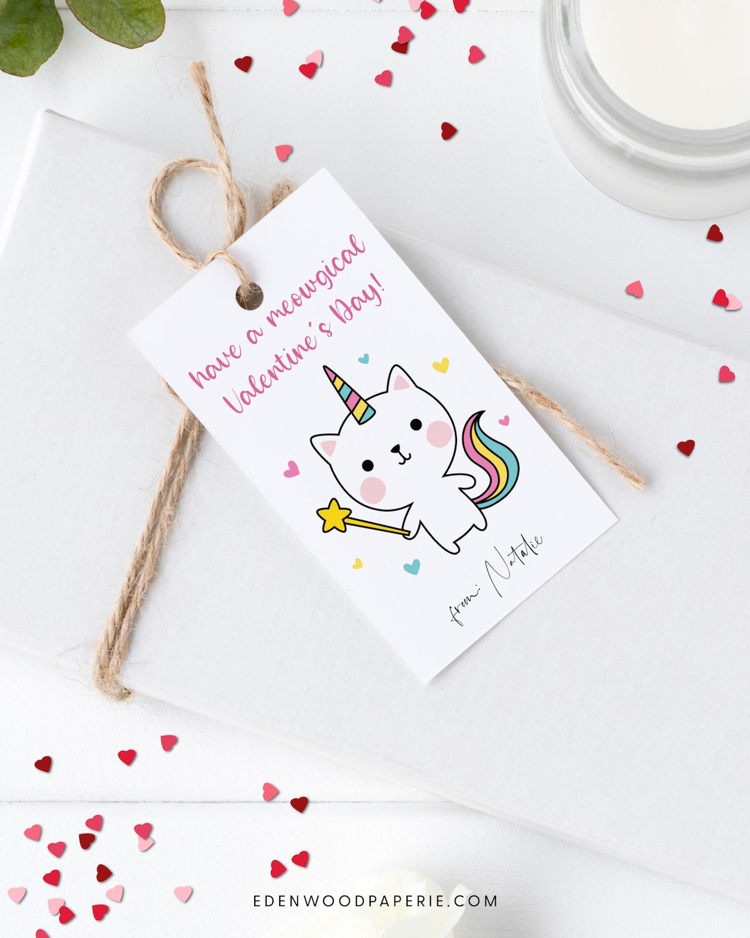 Editable Valentine's Day Tag, Printable Valentine's Day Gifts Tags, Cat ...