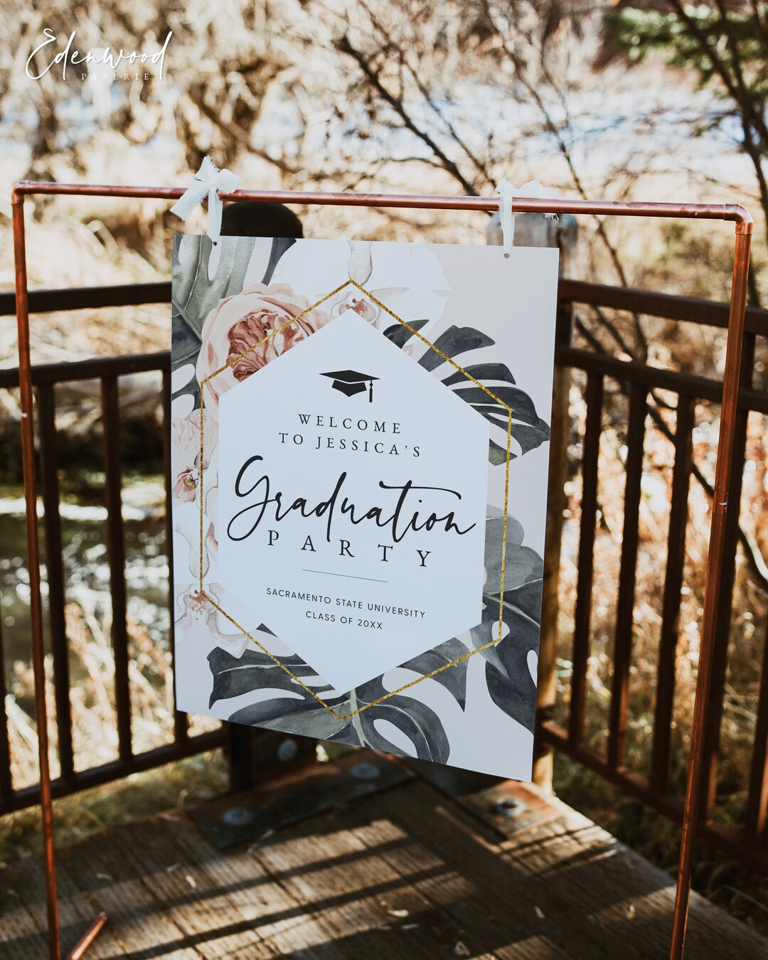 Boho Graduation Welcome Sign Template, Printable Graduation Party ...