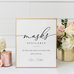 Printable Masks Sign, Masks Available Sign, Social Distancing Wedding ...