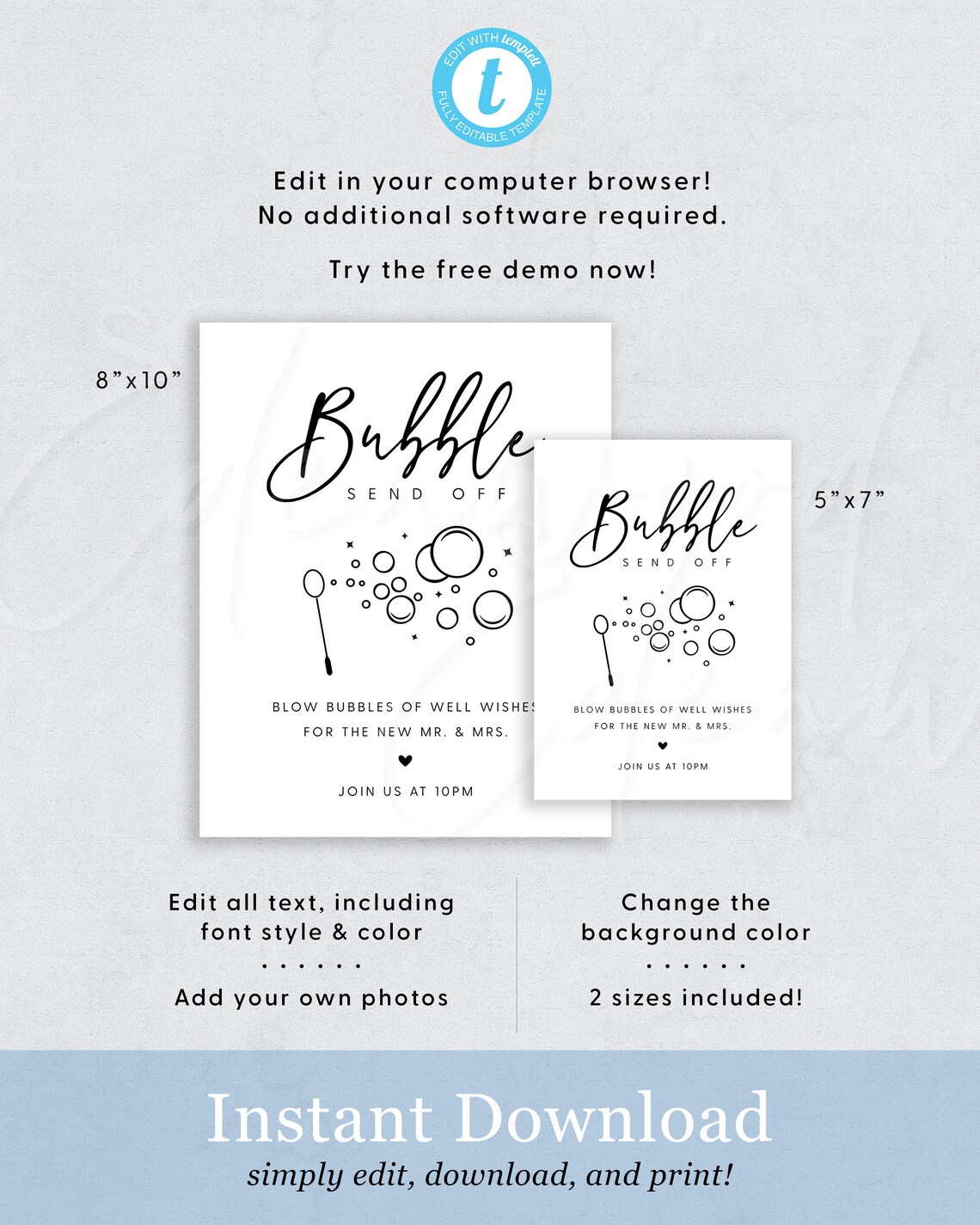 Bubble Send off Sign Printable Wedding Bubble Send off Sign - Etsy