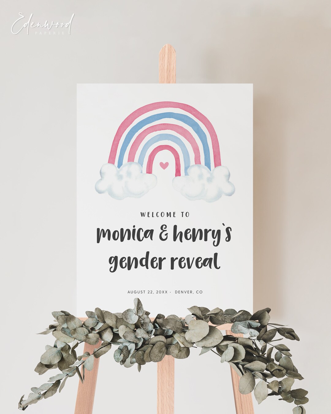 Gender Reveal Welcome Sign, Gender Reveal Party Welcome Sign Template ...