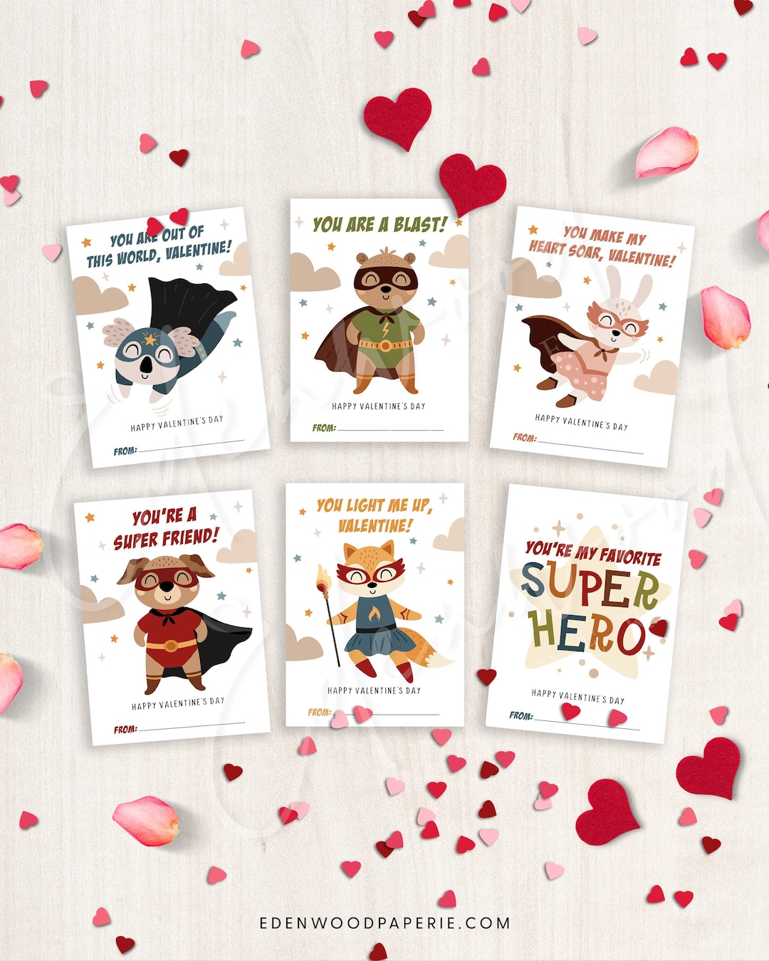 Printable Superhero Valentine's Day Cards, Classroom Valentine's Day ...
