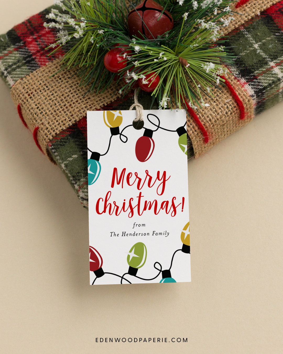 Christmas Gift Tag Printable, Merry Christmas Gift Tag, Holiday Party ...