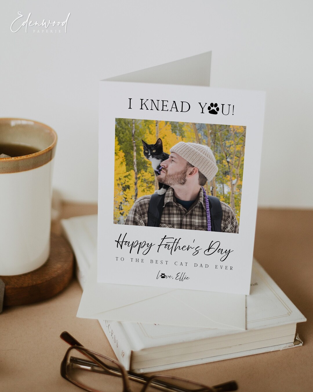Father's Day Cat Dad Card, Cat Father's Day Card Template, Father's Day ...