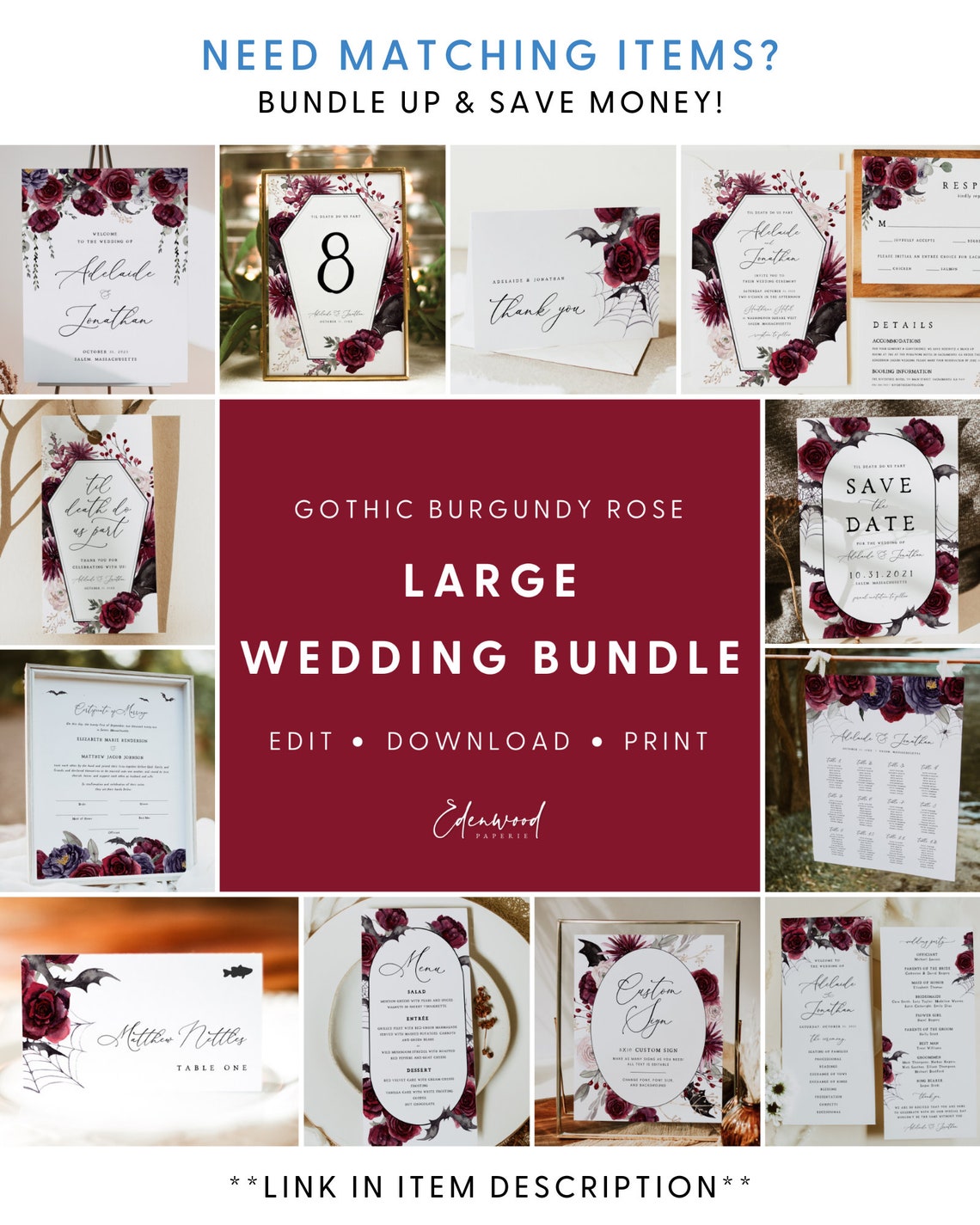 Gothic Wedding Program Template, Halloween Wedding Ceremony Programs ...