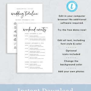 Wedding Weekend Timeline Template, Wedding Day Timeline Template ...