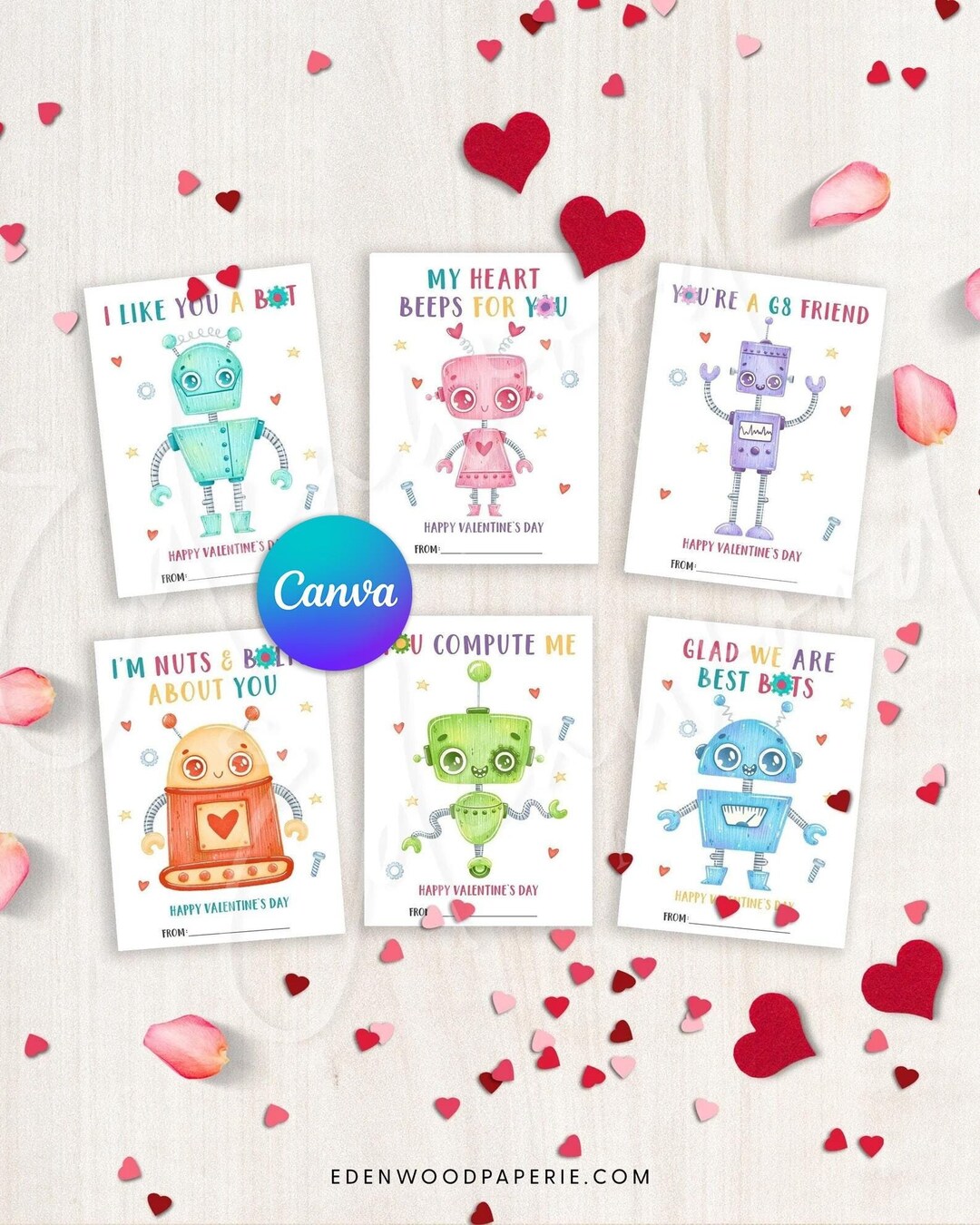 EDITABLE Robot Valentine's Day Cards, Classroom Valentine's Day Cards ...