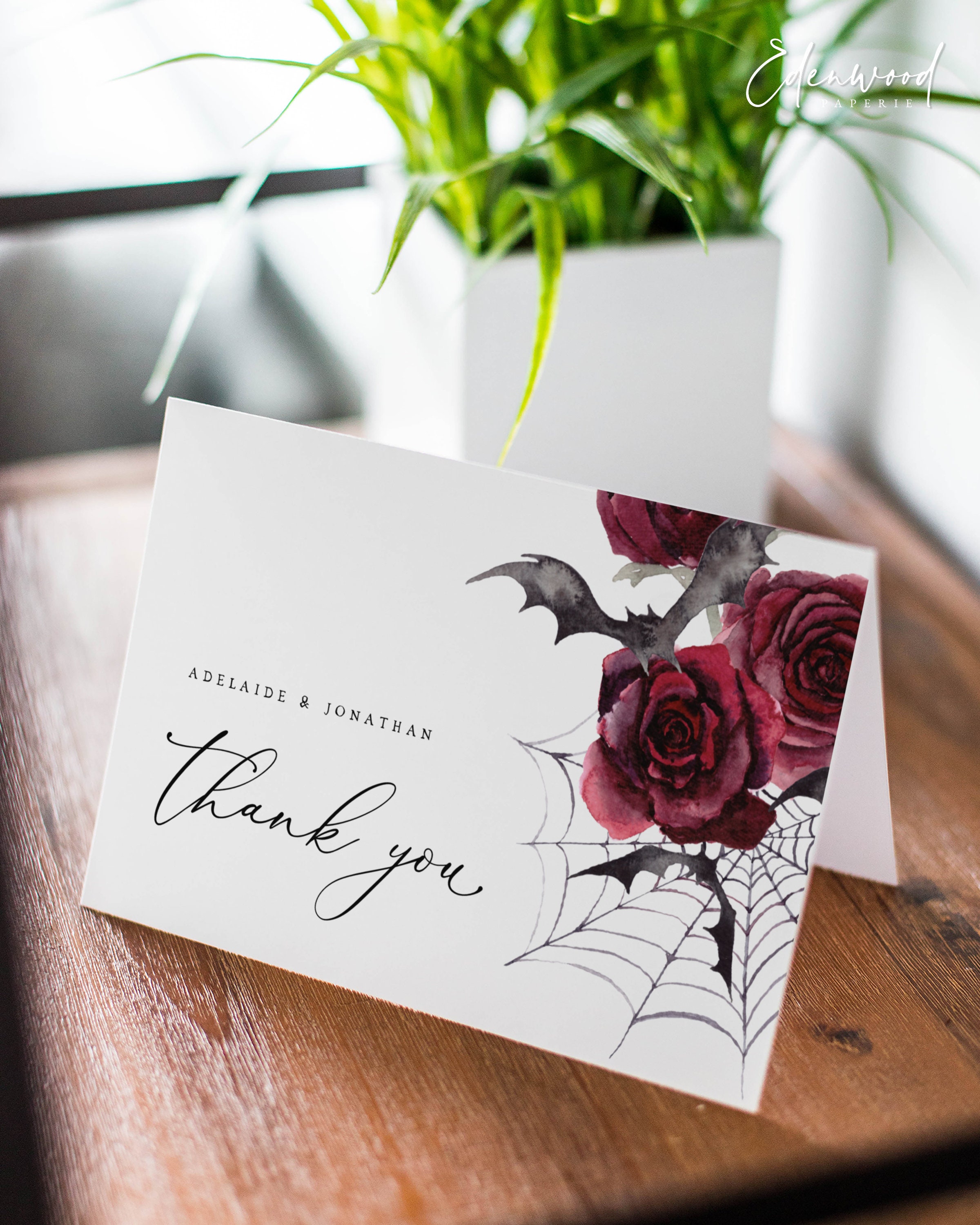 Gothic Wedding Thank You Cards Template Custom Thank You - Etsy