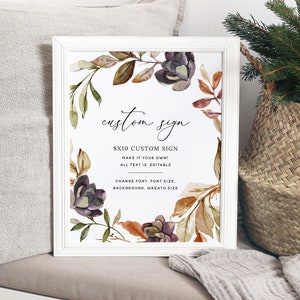 Fall Custom Sign Printable, 8x10 Thanksgiving Sign, Editable Custom ...