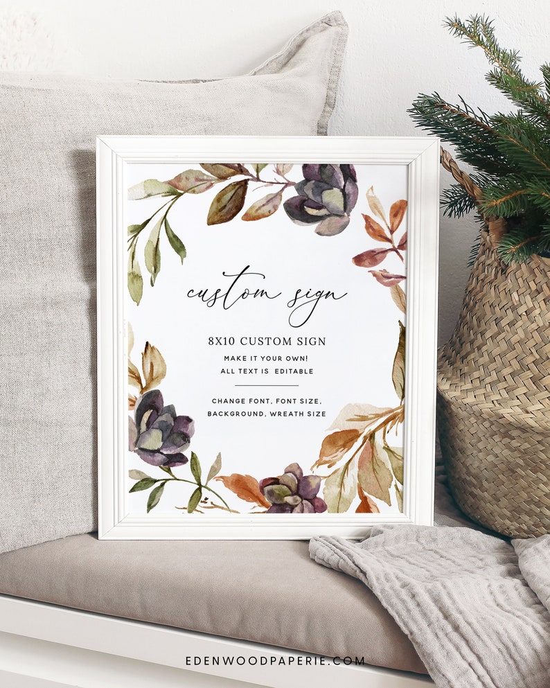 Fall Custom Sign Printable 8x10 Thanksgiving Sign Editable - Etsy