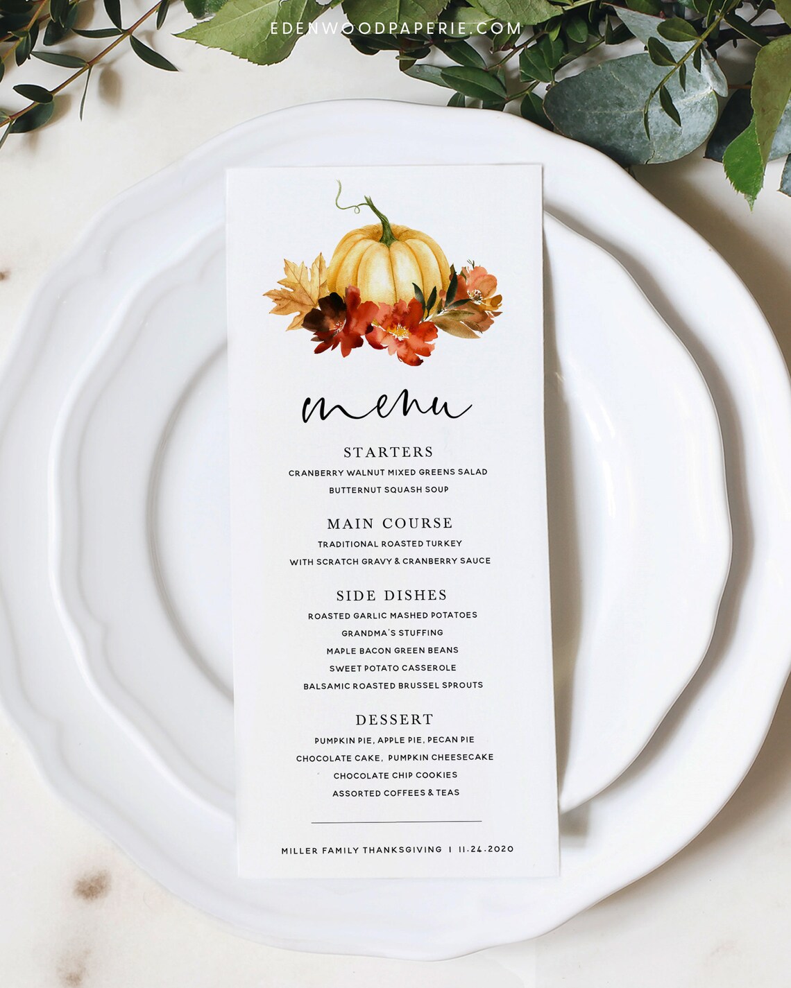Thanksgiving Menu Card Template Friendsgiving Menu Printable | Etsy
