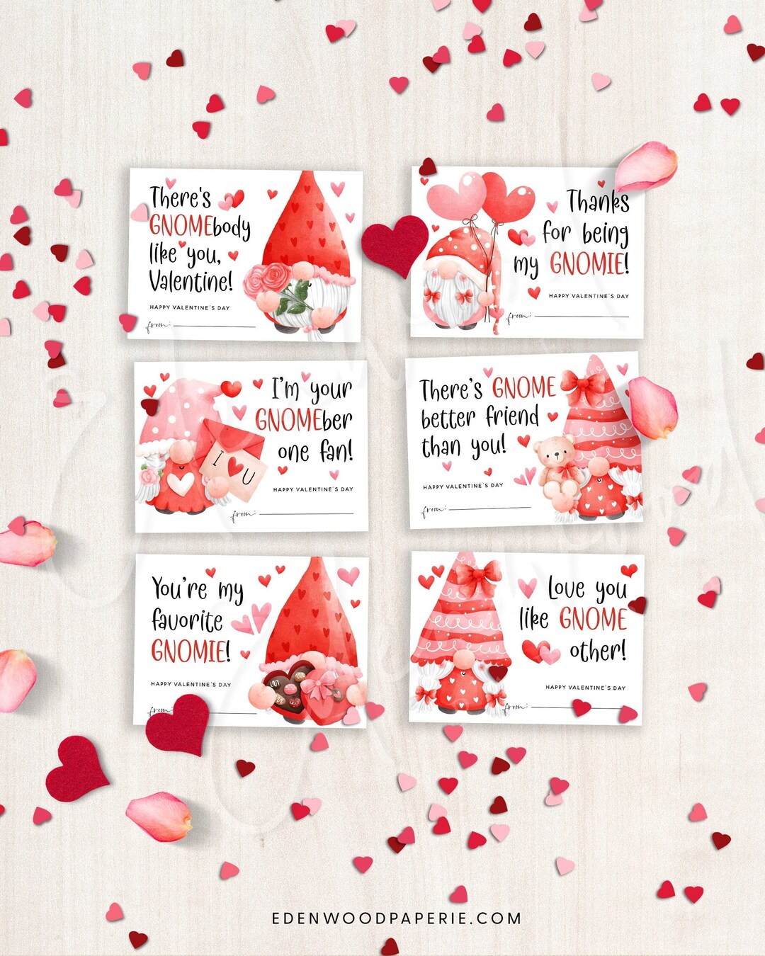 Printable Gnome Valentine's Day Cards, Classroom Valentine's Day Cards ...