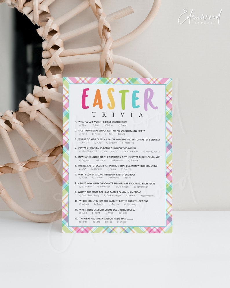 Easter Trivia Game, Printable Classroom Easter Games for Kids, Editable ...