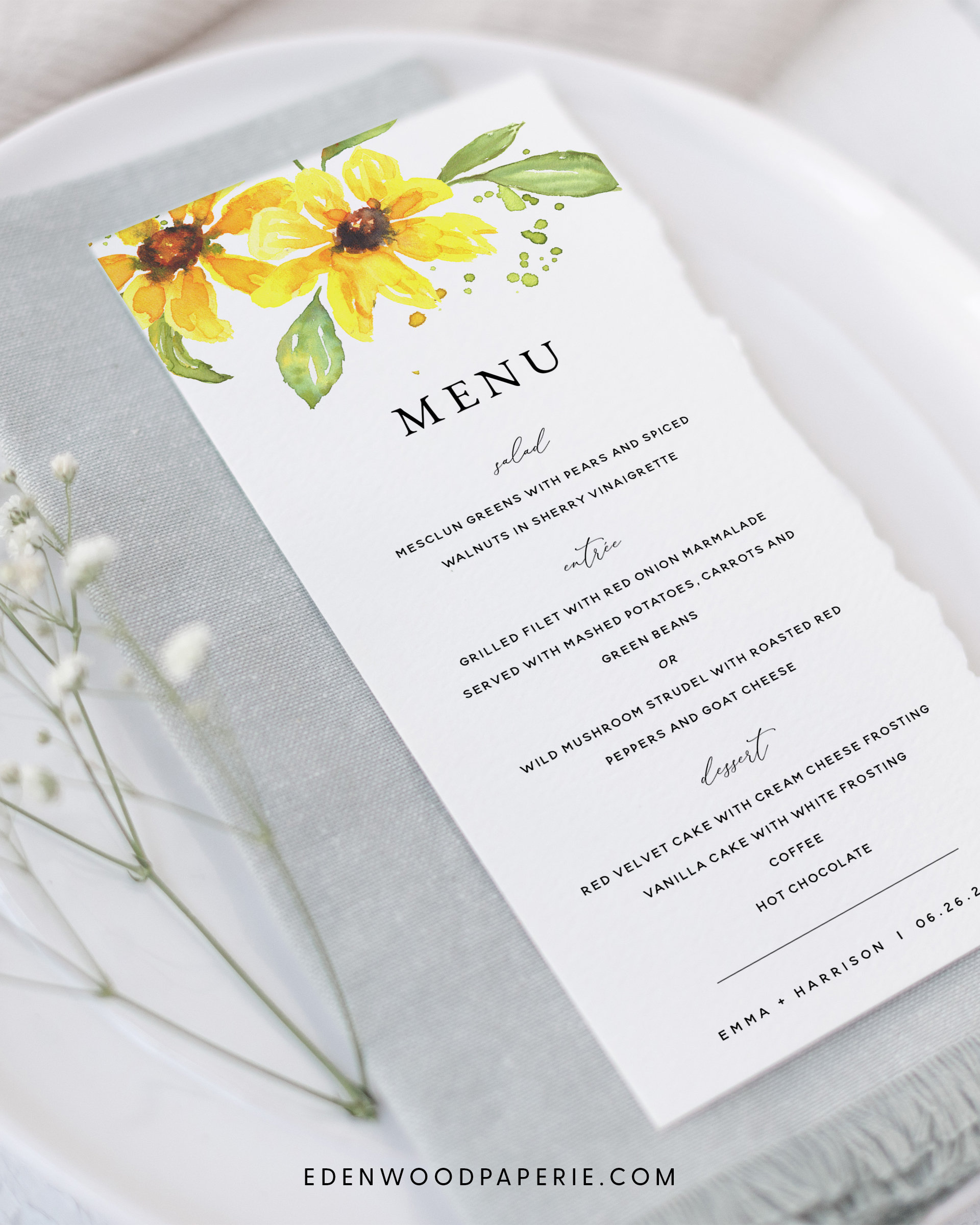 Floral Wedding Menu Template Wildflower Wedding Menu Cards | Etsy