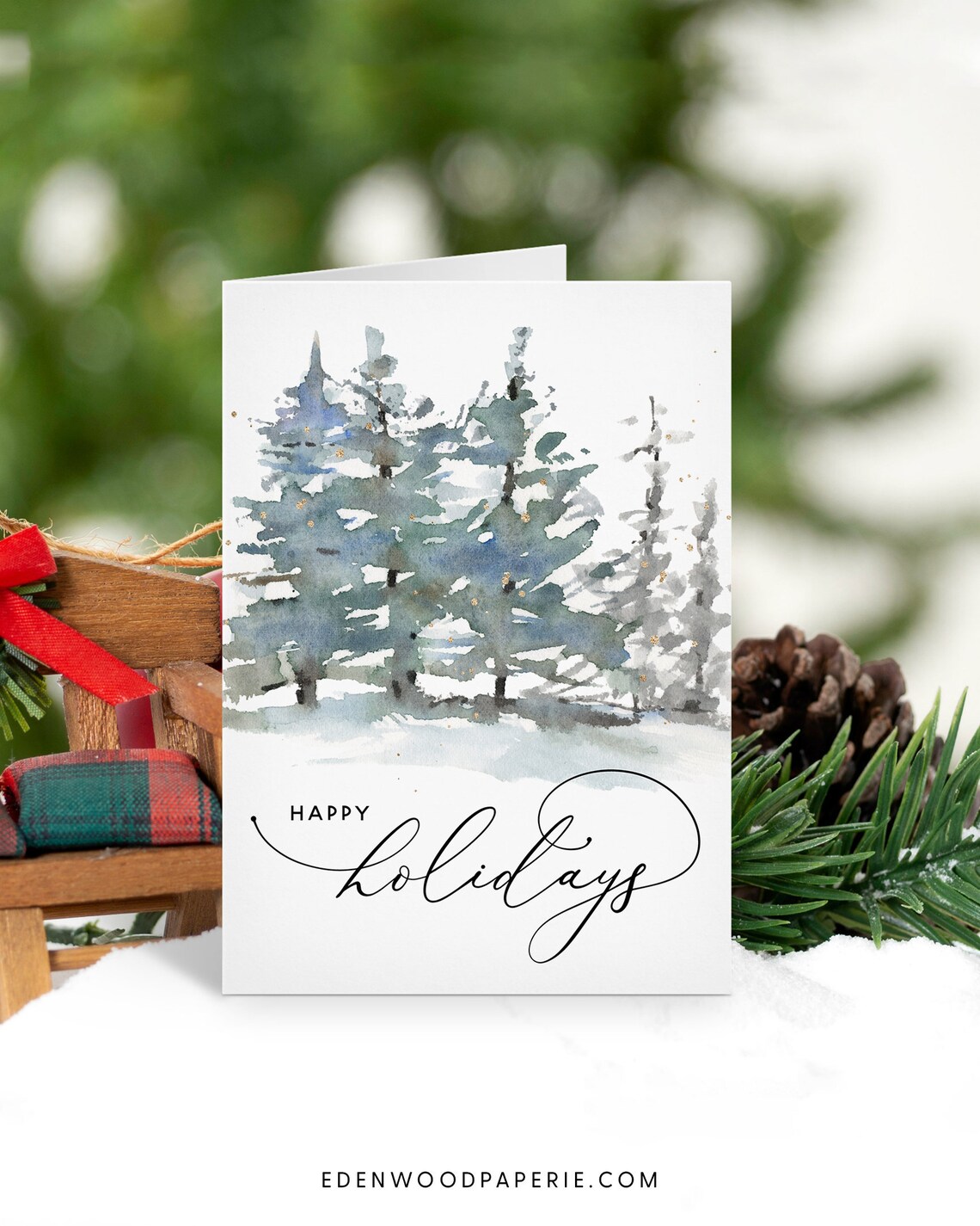 Editable Christmas Card Template 5x7 Happy Holidays - Etsy