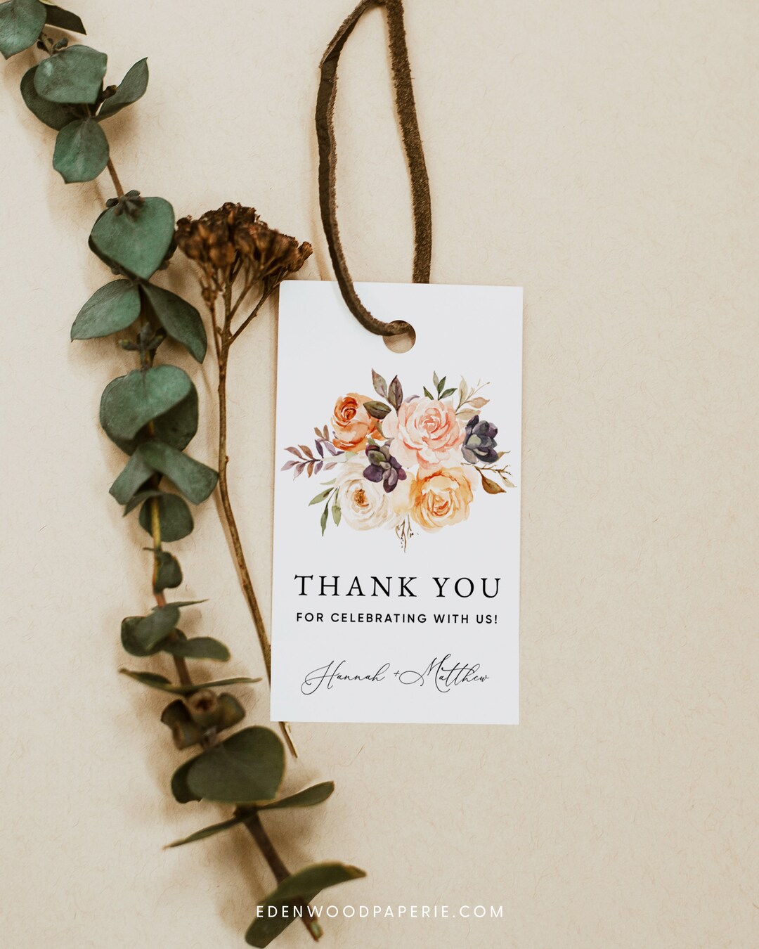 Fall Wedding Favor Tags Template, Autumn Wedding Favor Tag, Printable ...